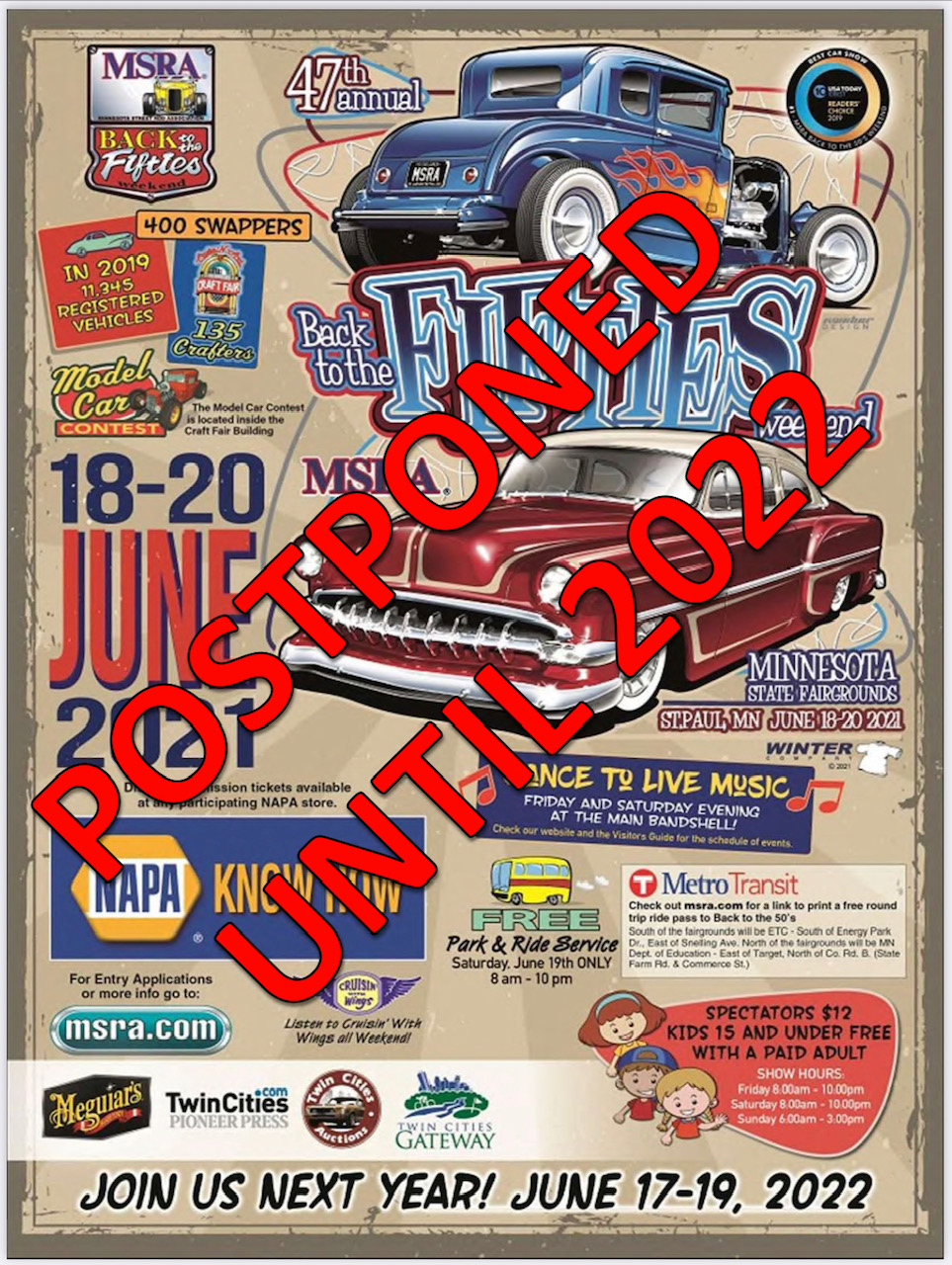 POSTPONED POSTER 2021 | MSRA Back To The 50's Weekend